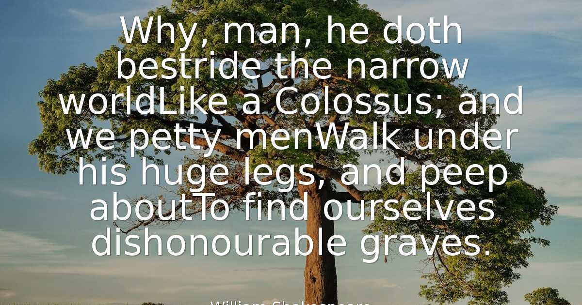 William Shakespeare - Why, man, he doth bestride the narrow wor..
