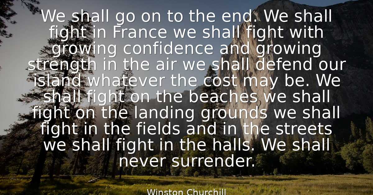 Winston Churchill - We shall go on to the end. We shall fight..